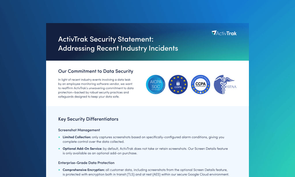 ActivTrak Security Statement - Addressing Recent Industry Incidents ...
